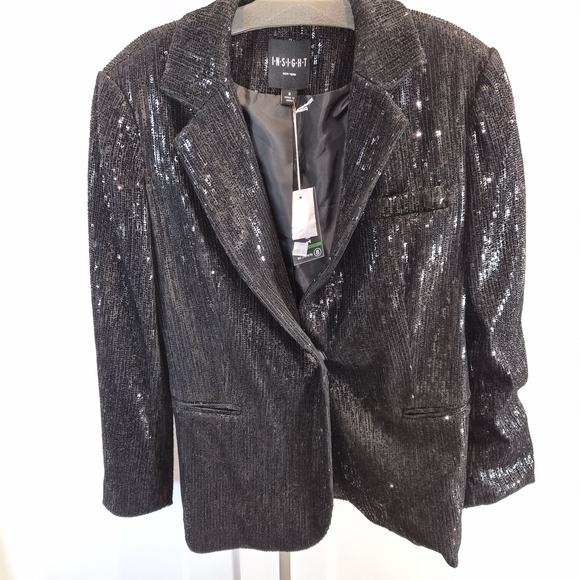 Insight | Jackets & Coats | Insight Shimmering Black Sequin Blazer ...
